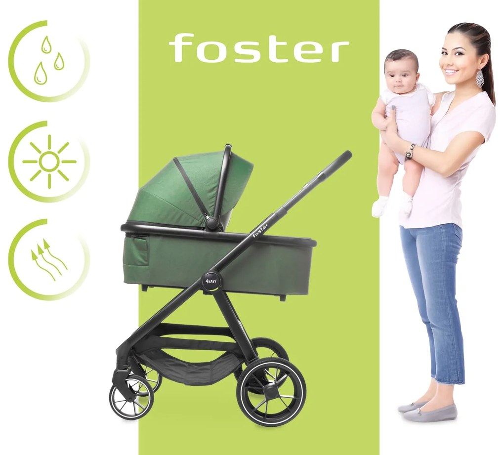 4Baby Kočárek 2v1 FOSTER  zelený