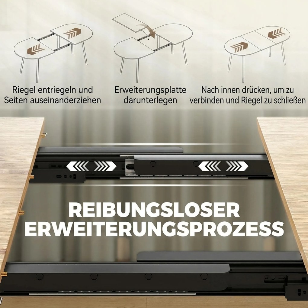 HOMCOM jídelní stůl Roztažný jídelní stůl o rozměrech 120–160 x 80 cm pro 4–6 osob s venkovským stylem kuchyně, jídelny a dubu