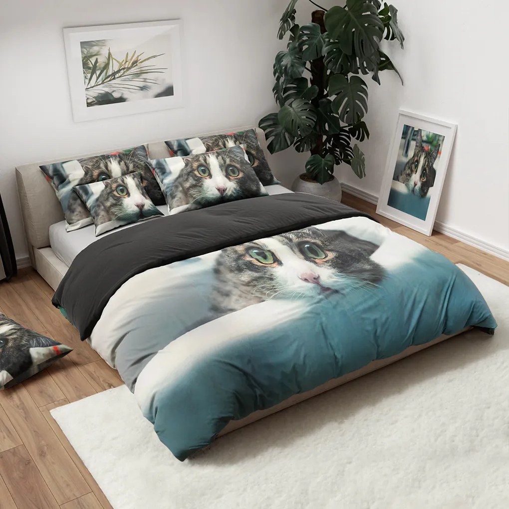 3D povlečení z mikrovlákna MOUROVATÁ KOČKA barevné Rozměr povlečení: 70 x 90 cm | 140 x 200 cm