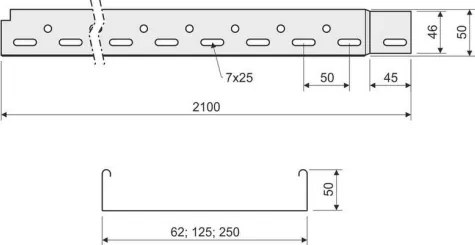 Kabelový žlab s integrovanou spojkou KOPOS Mars NKZI 50X125X0,70 S (2m)