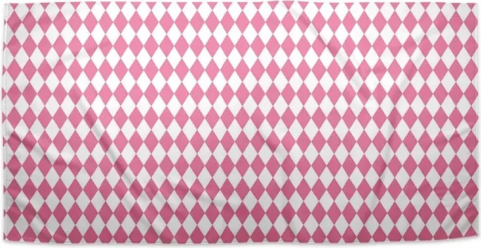 Sablio Ručník Růžovobílé kosočtverce - 70x140 cm