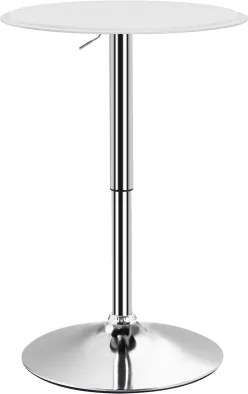 HOMCOM barový stůl s nastavitelnou výškou, 360° otočná kulatá základna, barový stůl do kuchyně/jídelny Ø63x67-93 cm Bílá