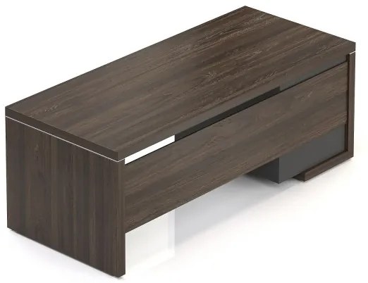 Stůl Lineart 200 x 85 cm + levý kontejner a krycí panel / Jilm tmavý a antracit
