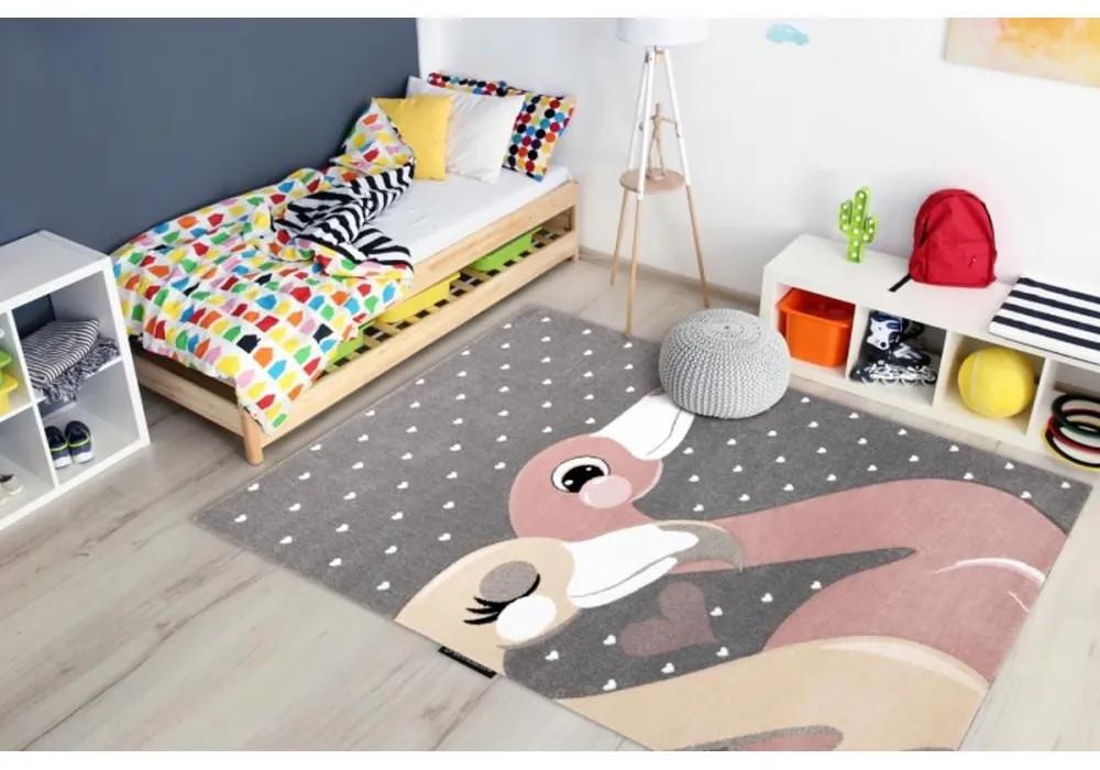 Dětský kusový koberec Plaměňák šedý 180x270cm