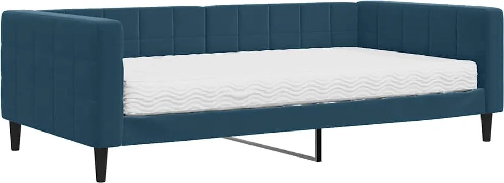 Válenda s matrací modrá 100 x 200 cm samet 3196673