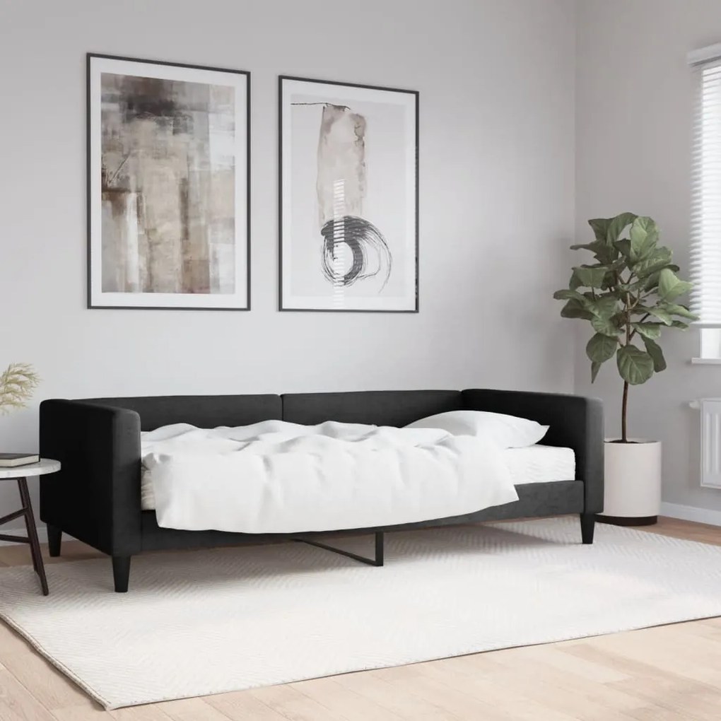 Válenda s matrací černá 90 x 200 cm textil 3196562