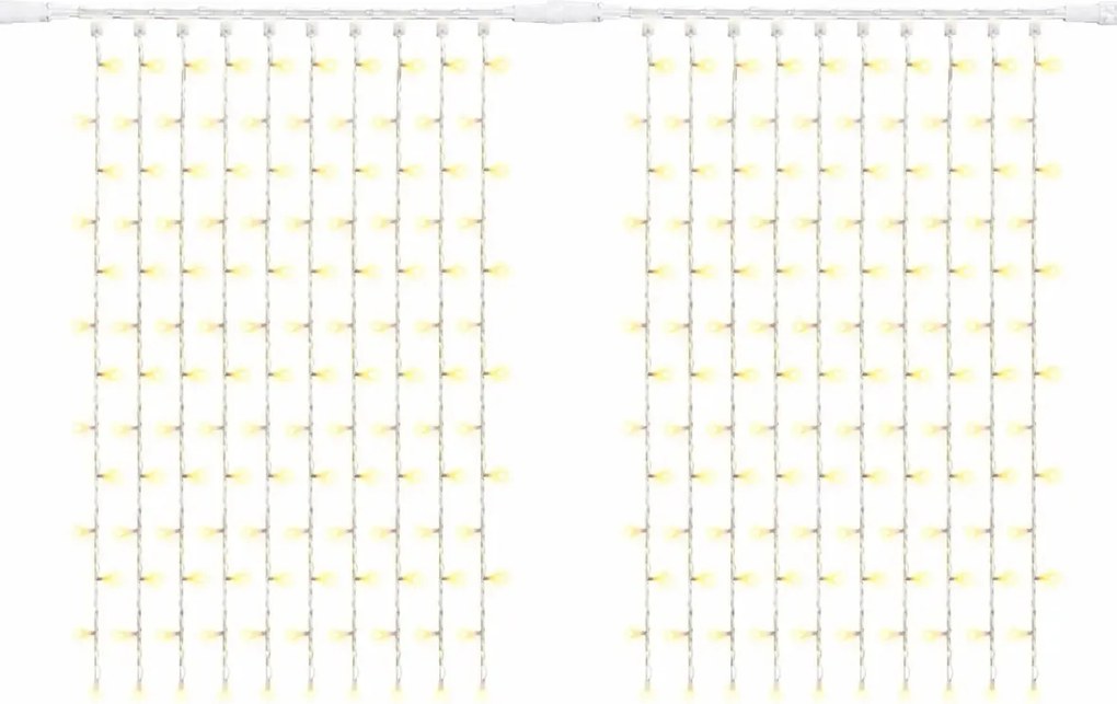 Easy Fix LED závěs světelný venkovní 200 × 150 cm, teple bílá s FLASH, 300 diod, bílý kabel IP67, prodlužovací