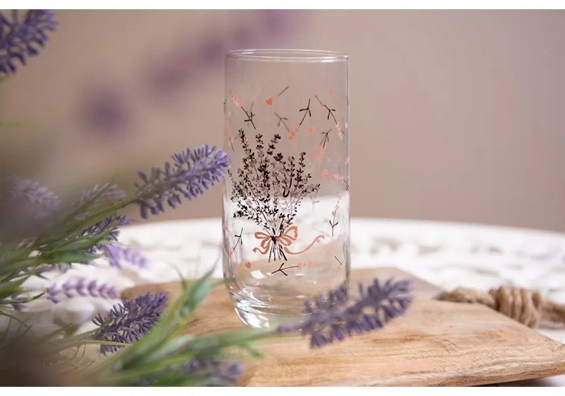 Sklenička na nápoj s levandulí Lavander Garden - Ø 6*14 cm / 280 ml