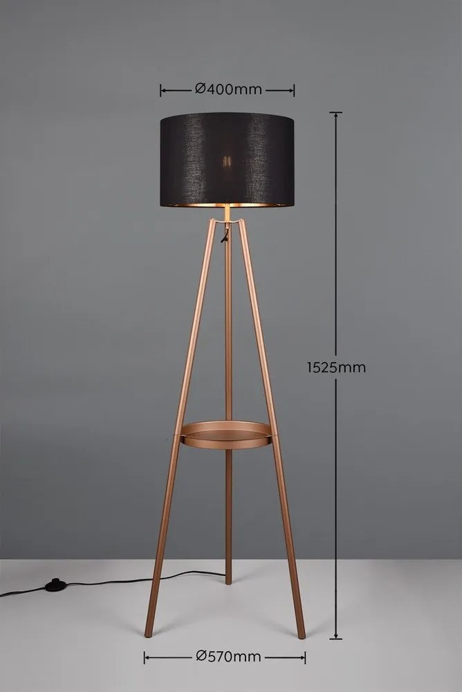 Hnědá stojací lampa s poličkou (výška 152 cm) Colette – Reality