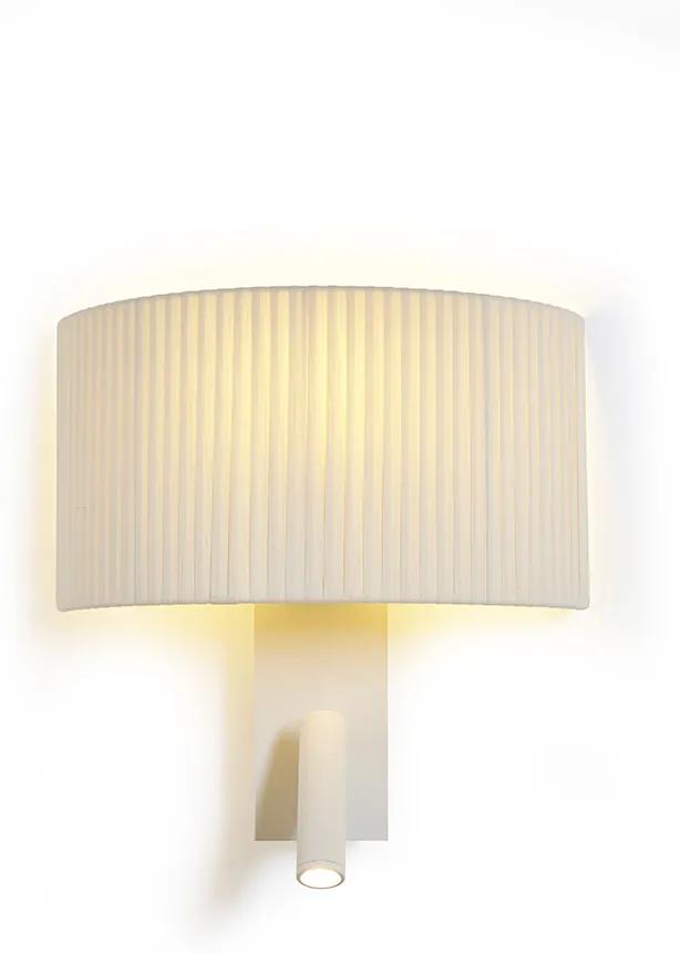Textilní nástěnné svítidlo s lampičkou na čtení Corba Reader Barva svítidla: Bílá, Dekor: Stuha bavlna