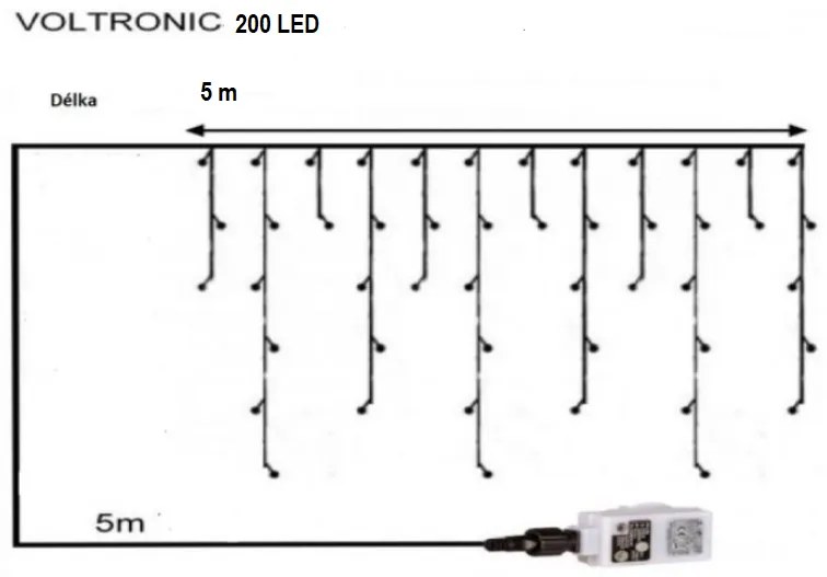 VOLTRONIC světelný déšť 200 LED teplá/studená bílá 5m