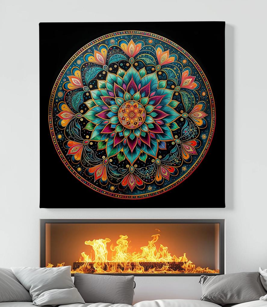 Obraz na plátně - Mandala Zlatý emerald FeelHappy.cz Velikost obrazu: 120 x 120 cm