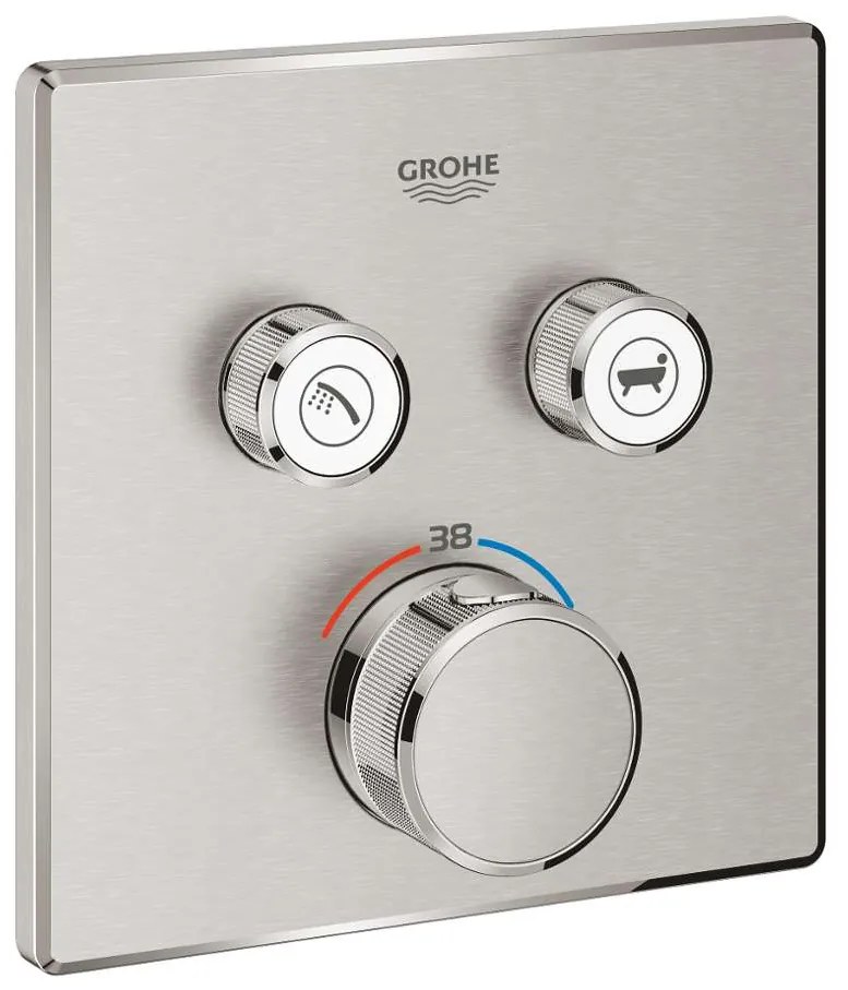 Grohe Grohtherm SmartControl - Termostatická baterie pod omítku se 2 ventily, supersteel 29124DC0