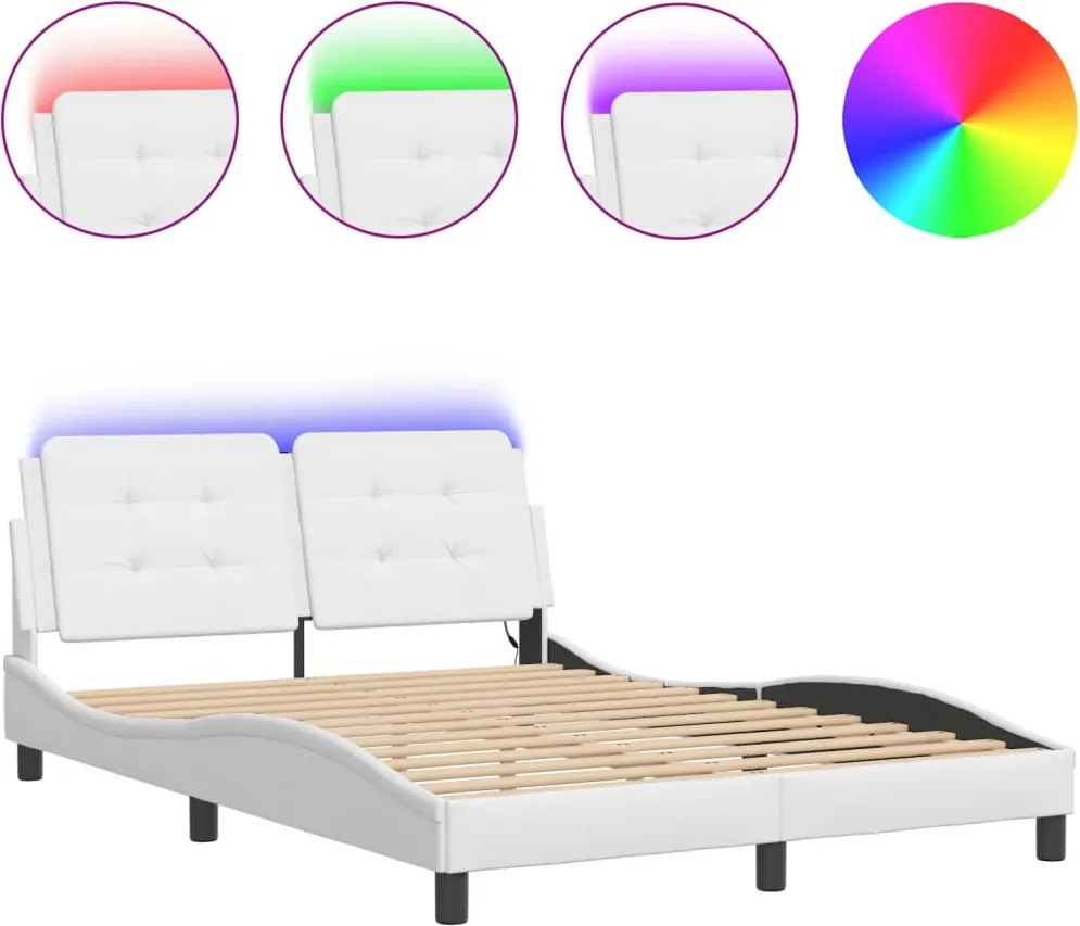 Rám postele s LED bez matrace Zadar bílý 140 x 190 cm 3214104