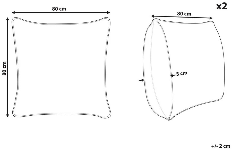 Sada 2 polštářů z mikrovlákna s vysokým profilem 80 x 80 cm PELISTER Beliani