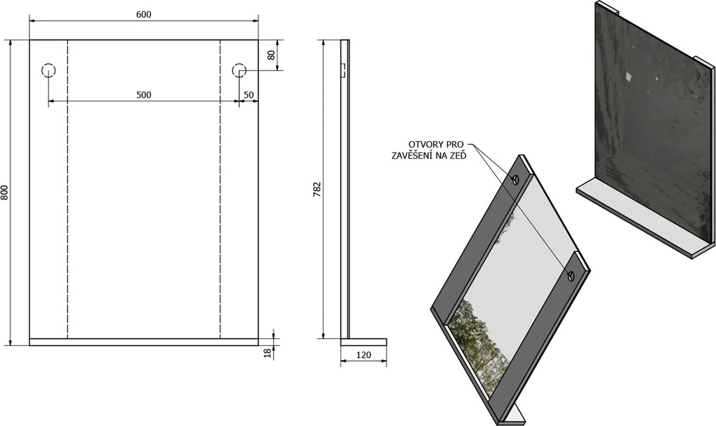 Aqualine Aqualine, BETA zrcadlo 60x80x12cm, 57397