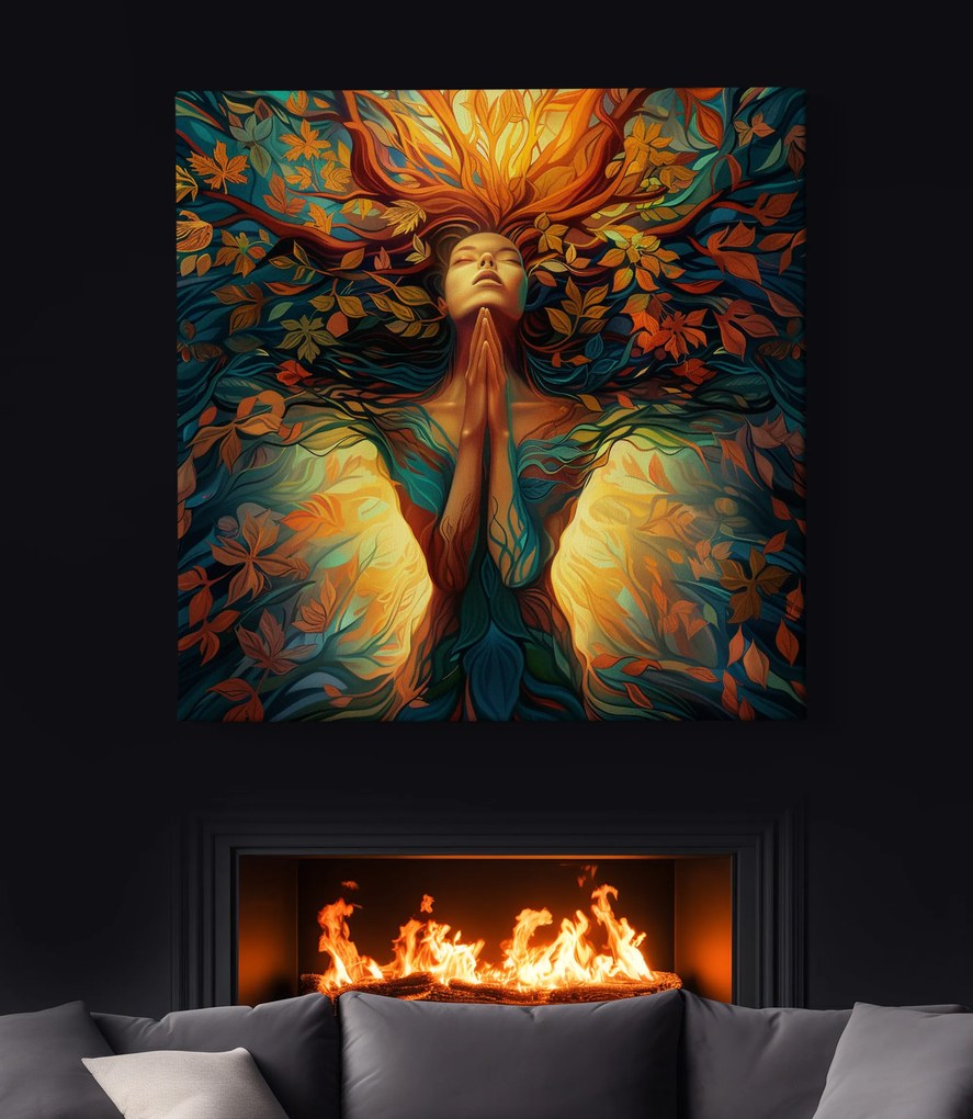 Obraz na plátně - Strom života Idris se modlí FeelHappy.cz Velikost obrazu: 100 x 100 cm