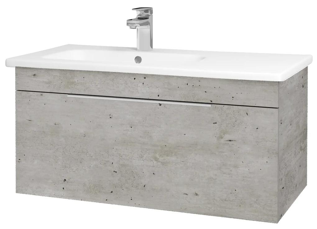 Dřevojas Koupelnová skříň ASTON SZZ 90 Varianta: N01 Bílá lesk / Úchytka T01 / D01 Beton