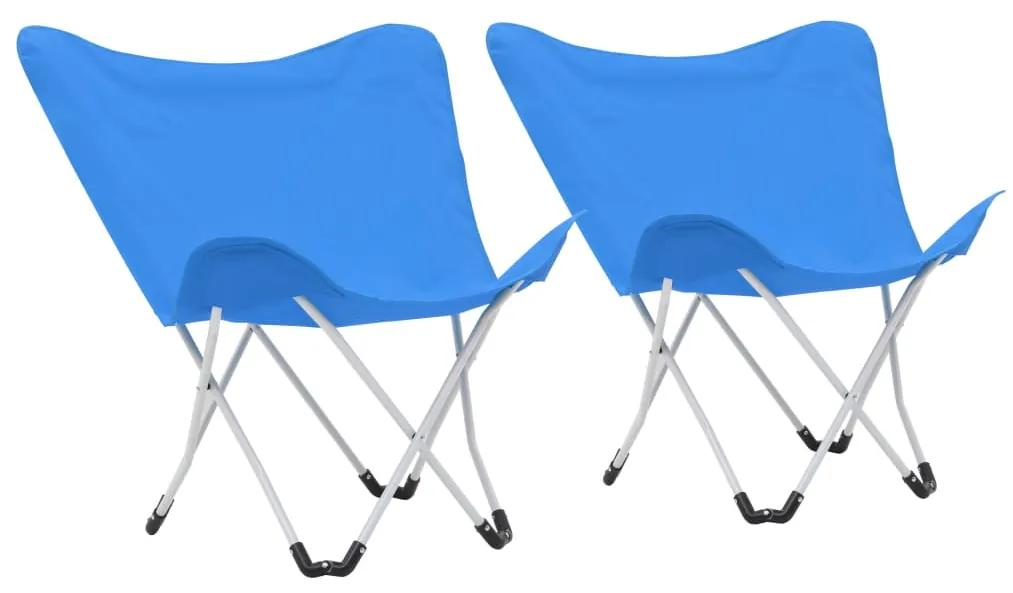 44373 vidaXL Motýlí kempingové židle 2 ks skládací modré | BIANO