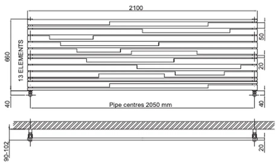 Cordivari Stradivari - Radiátor 660x2100 mm, horizontal, leštěná nerez 3620760450004