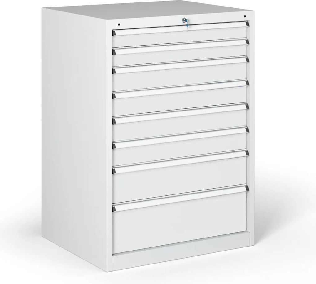 Dílenská zásuvková skříň na nářadí G345, 7 zásuvek, 881 x 653 x 1000 mm, šedá