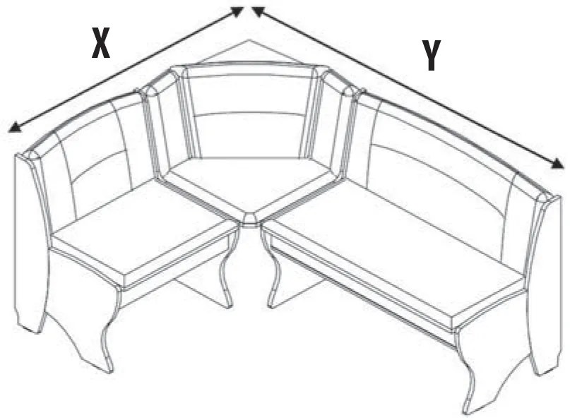 Iktus Rohová jídelní lavice BERN Strana B: 144 cm, Strana A: 164 cm