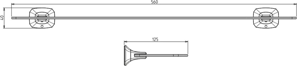 Sapho, AIDA police 560x125mm, chrom/sklo satin, AI015