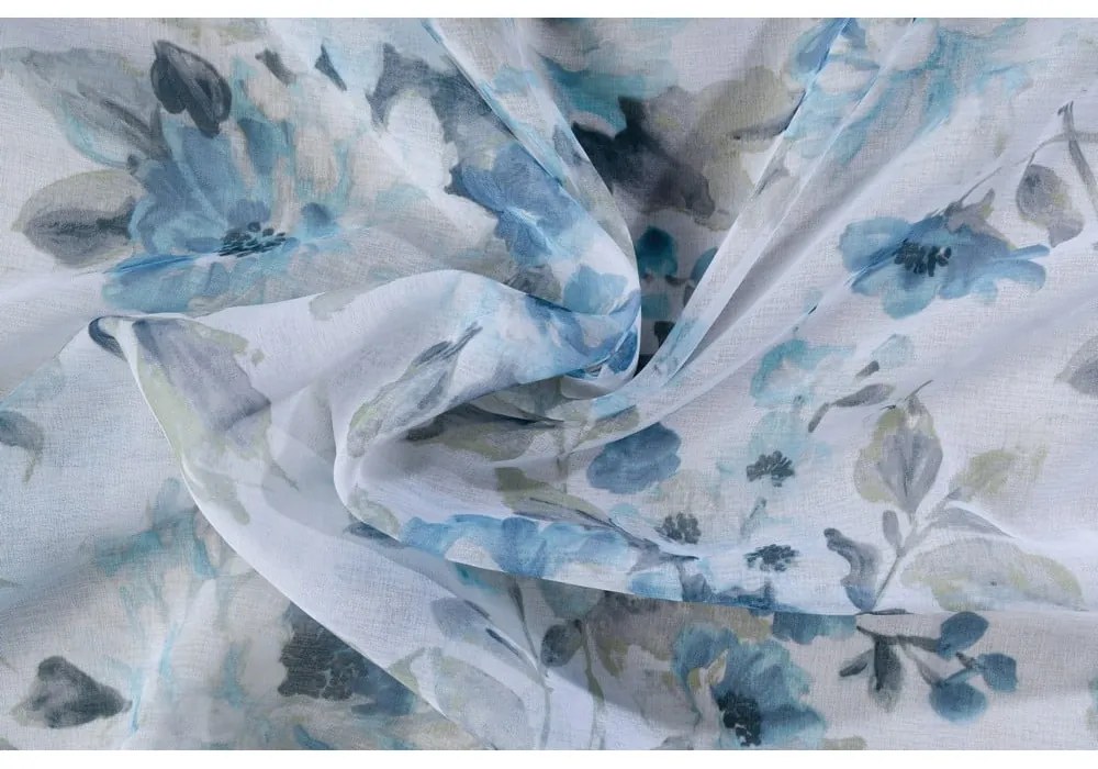 Bílo-modrá záclona 300x260 cm Elsa – Mendola Fabrics