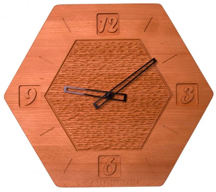 Kamohome Dřevěné nástěnné hodiny PHOENIX Velikost: 32x36 cm, Materiál: Dub