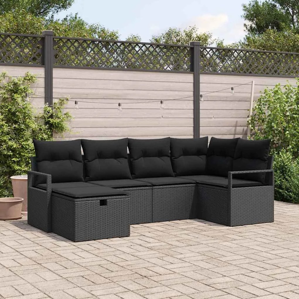 Set pohovek 6 ks Černá polyratan 3359182