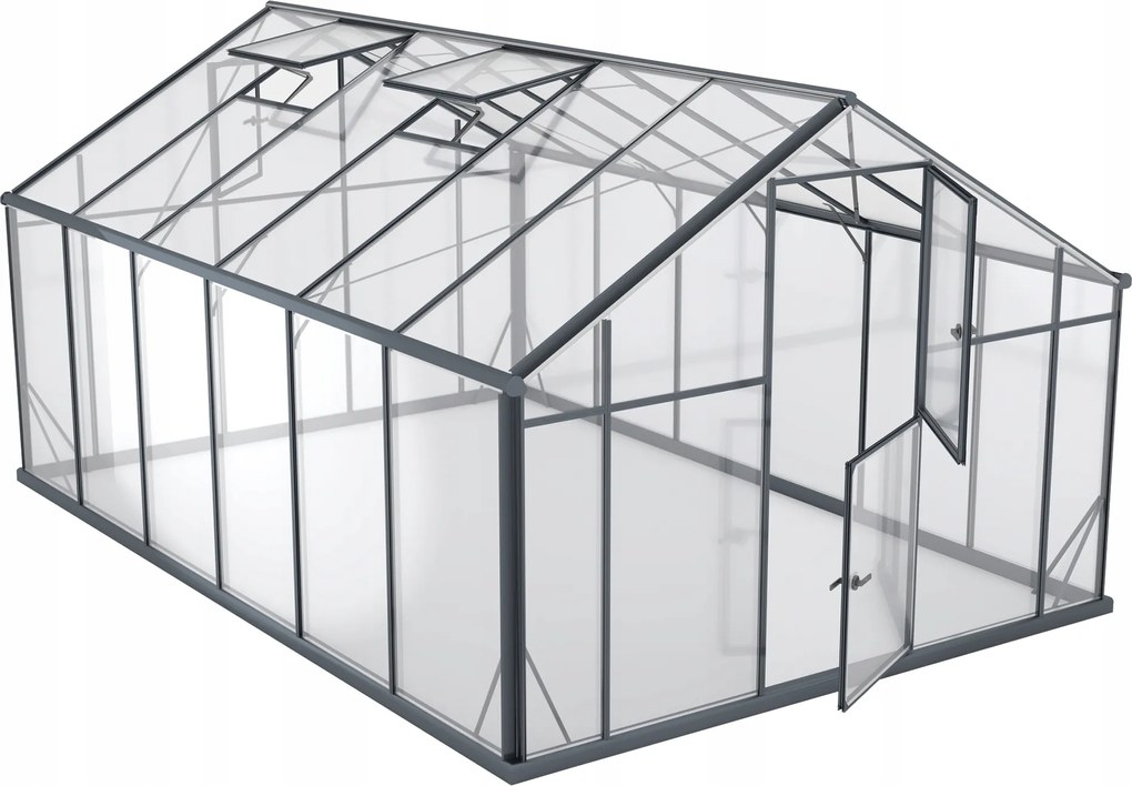 Skleník Glass XL-12 Up Tvrzené Sklo 290 x 430 cm Antracit 12,5 m2 Skleněný