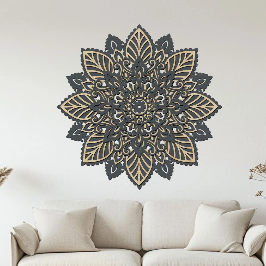 dřevo života 3 vrstvá mandala VDĚČNOSTI Rozměry (cm): 80x80, Zvolte barevný dekor: javor-antracitova