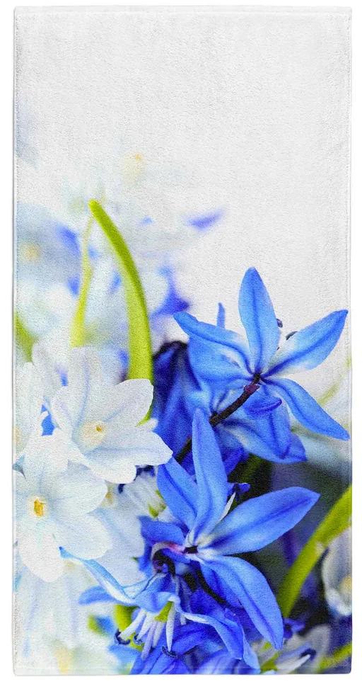 Osuška Modré a bílé květy 70x140