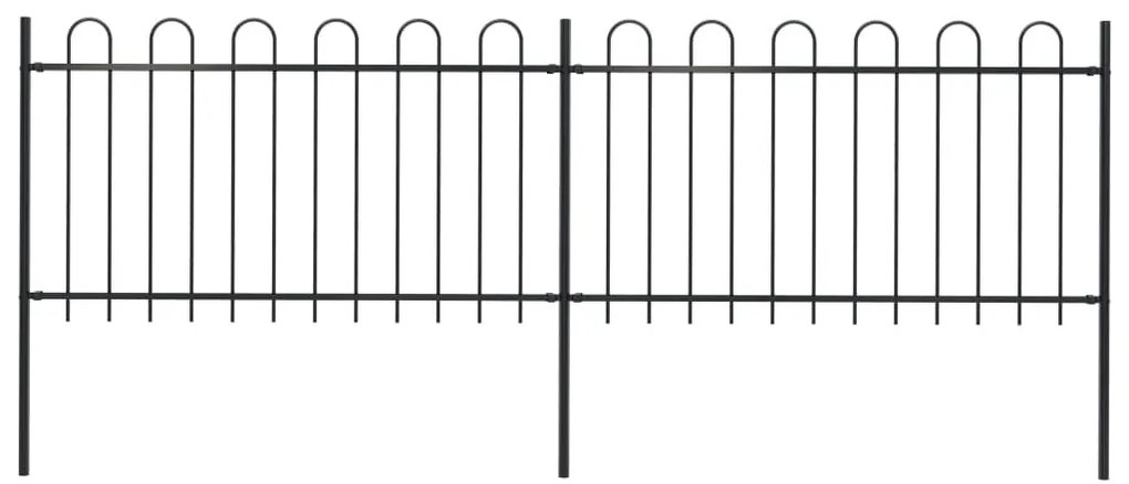 vidaXL Marketos Zahradní plot s obloukem nahoře ocelový 337 x 100 cm černý