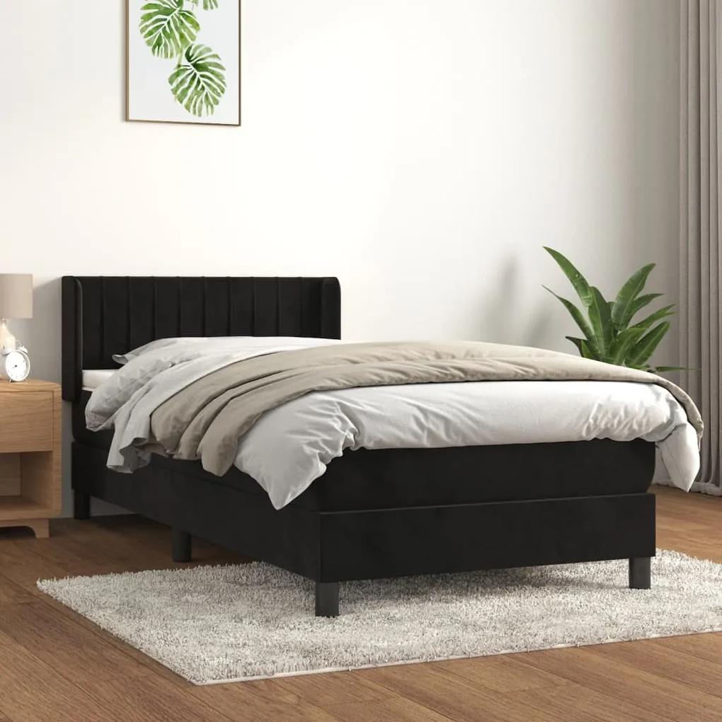 Box spring postel s matrací černá 100x200 cm samet,  3131065