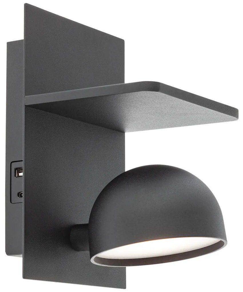 Světla a lustry REDO GROUP LED černé nástěnné svítidlo k posteli s USB SEIBI 01-3492