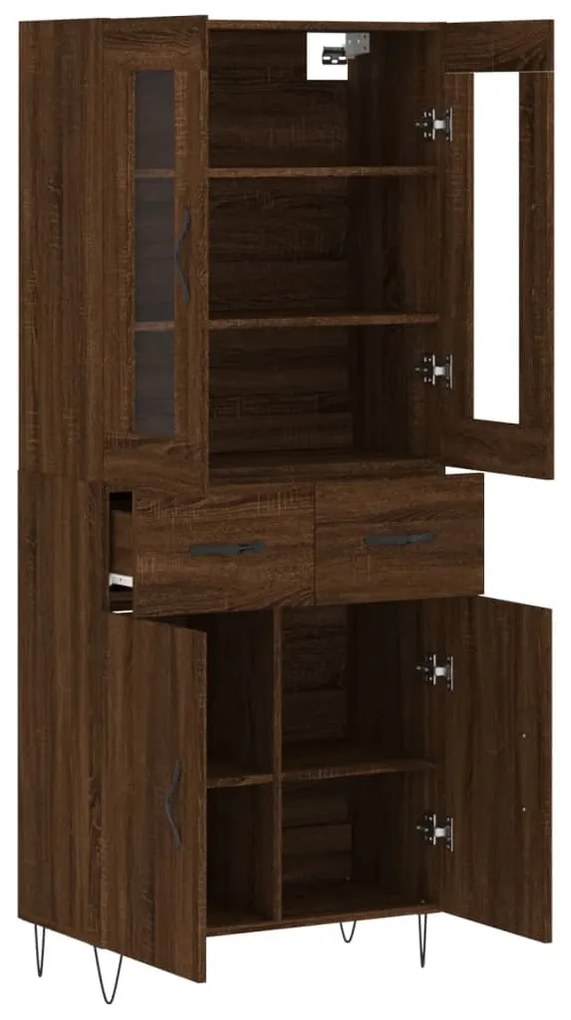 Skříň highboard hnědý dub 69,5 x 34 x 180 cm kompozitní dřevo - Default Title