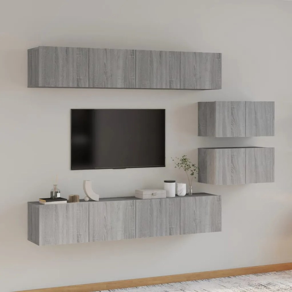 6dílný set TV skříněk šedý sonoma kompozitní dřevo 3114604