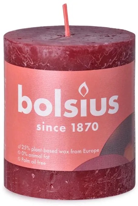 Bolsius Rustic Shine Válec 68x80mm Velvet Red, bordó svíčka