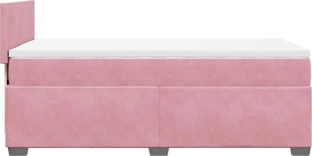 Box spring postel s matrací růžová 80 x 200 cm samet 3286161