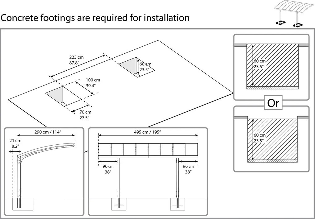 Palram - Canopia Arizona 5000 - hliníkový přístřešek pro auto s obloukovou střechou