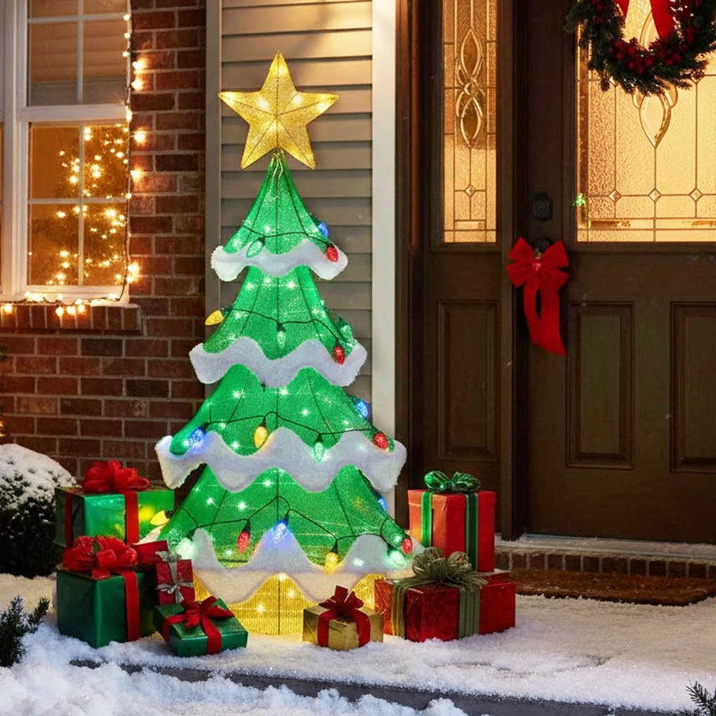 Costway 130 cm LED vánoční stromek s LED světly a žárovkami ve tvaru hvězdy