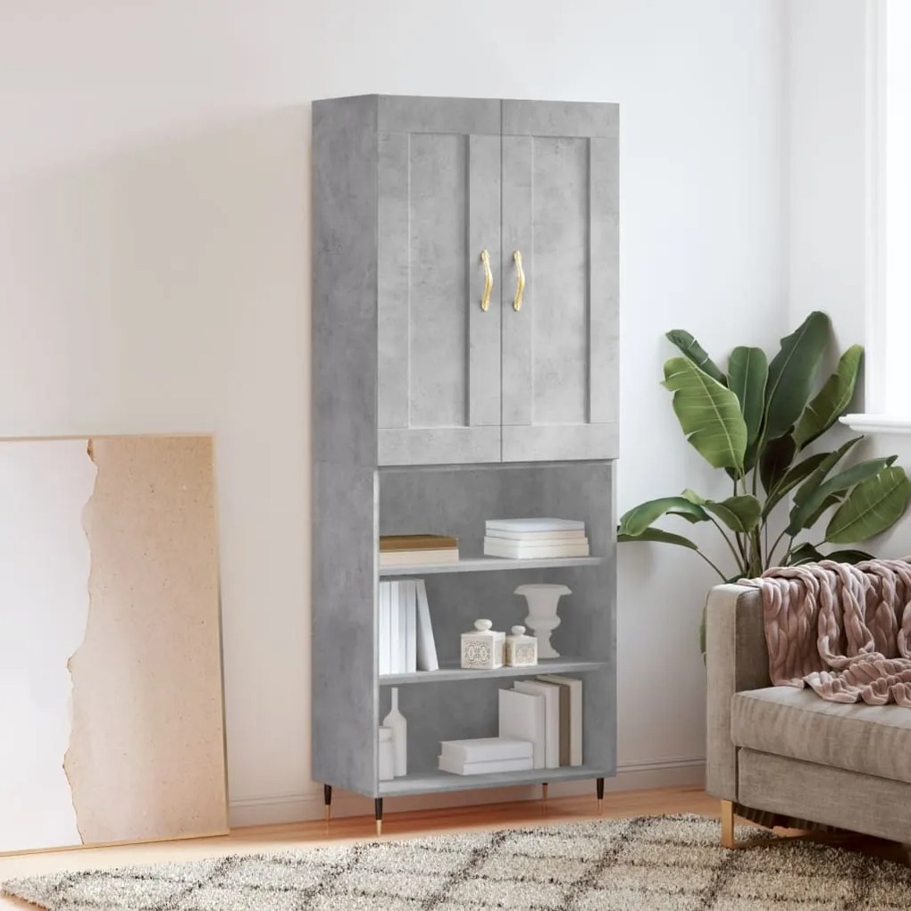 Skříň highboard betonově šedá 69,5x34x180 cm kompozitní dřevo 3200053