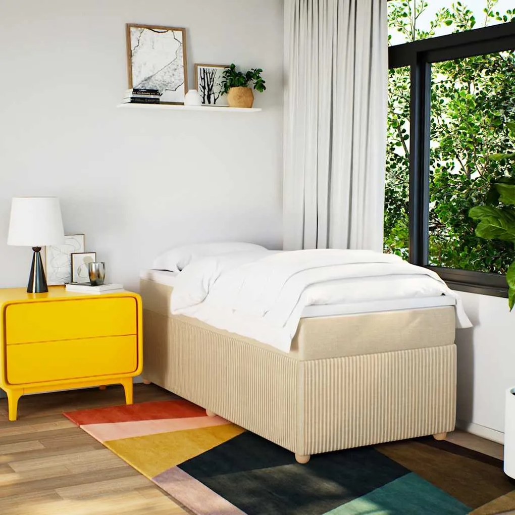 Box spring postel s matrací krémová 90x200 cm textil 3285544