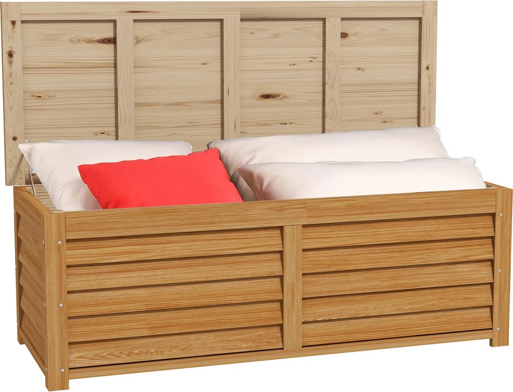Outsunny Zahradní Úložný Box 176L z Dřeva s Úchyty, rozměry 130L x 50W x 45H cm