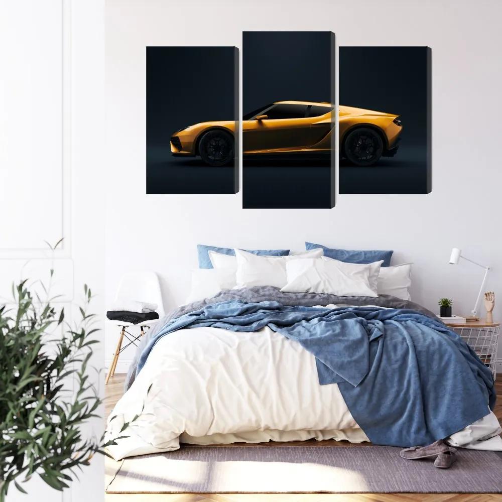 Vícedílný obraz Žluté 3D Sportovní Auto Nedostatek Nedostatek Přírodní plátno 60x40