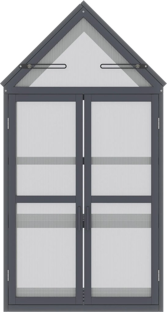 Outsunny Cold Frame Mini Greenhouse 3 Level Greenhouse Plant Bed with Hinged Roof Wooden Double Doors Natural 70,5 x 42 x 132 cm | Aosom