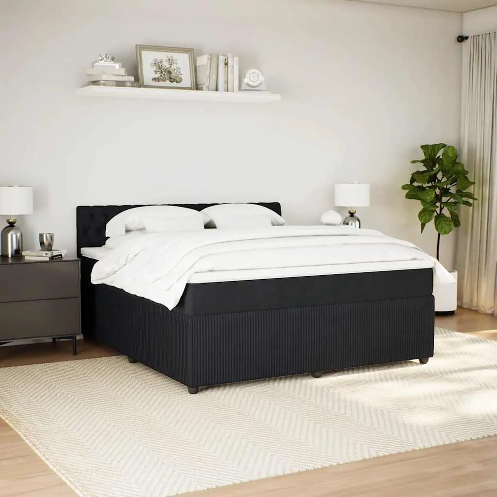 Box spring postel s matrací černá 180x200 cm samet 3290114