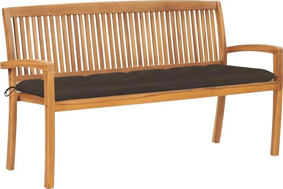 vidaXL Stohovatelná zahradní lavice s poduškou 159 cm masivní teak [3063323] Barva: antracitová