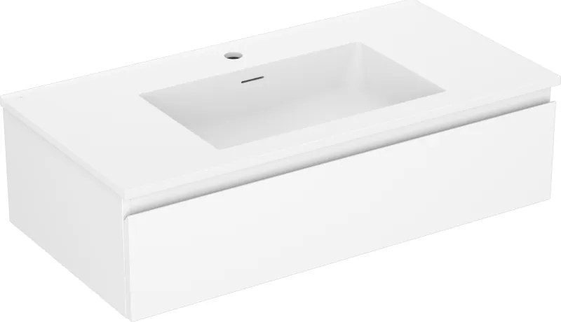 Mexen Orio, koupelnová skříňka 90 cm s umyvadlem Otis, 1 zásuvka, bílá matná, 91A10-09023-1-BF01-W18M01